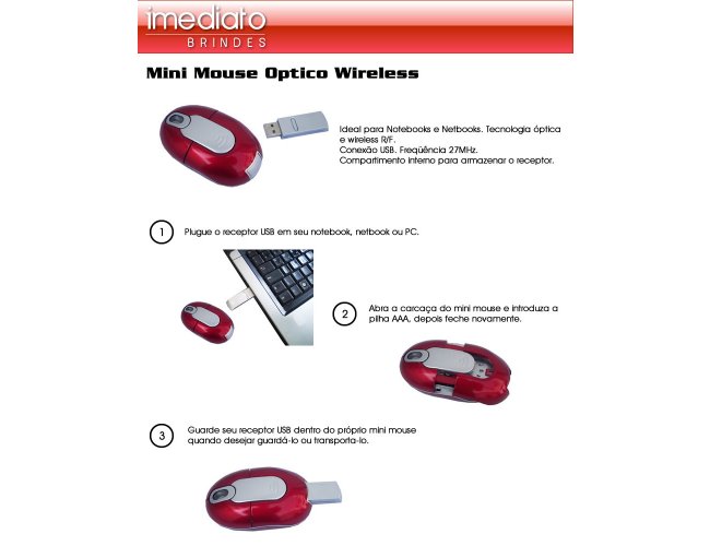 Mini Mouse Óptico Sem Fio - Imediato Brindes